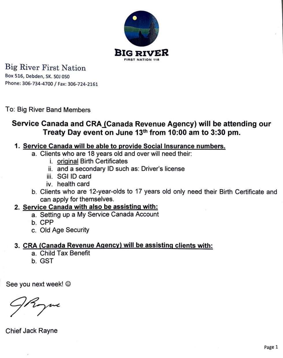 Big River First Nation | Community Website